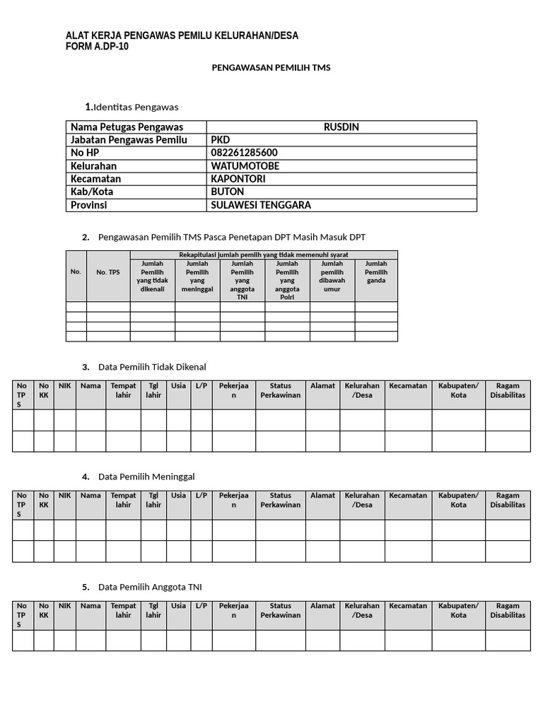 Pengawasan Pemilih TMS Paska Penetapan DPT | PDF