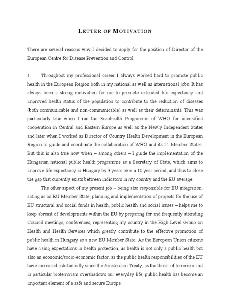 Motivation Letter | PDF