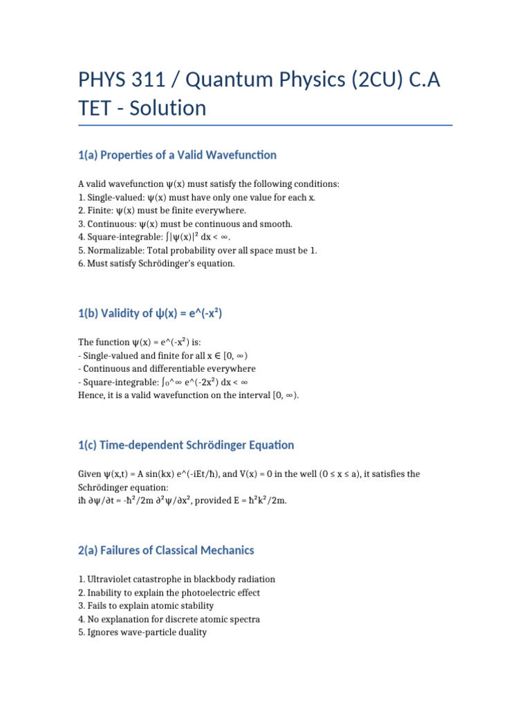 Quantum Physics Solution | PDF