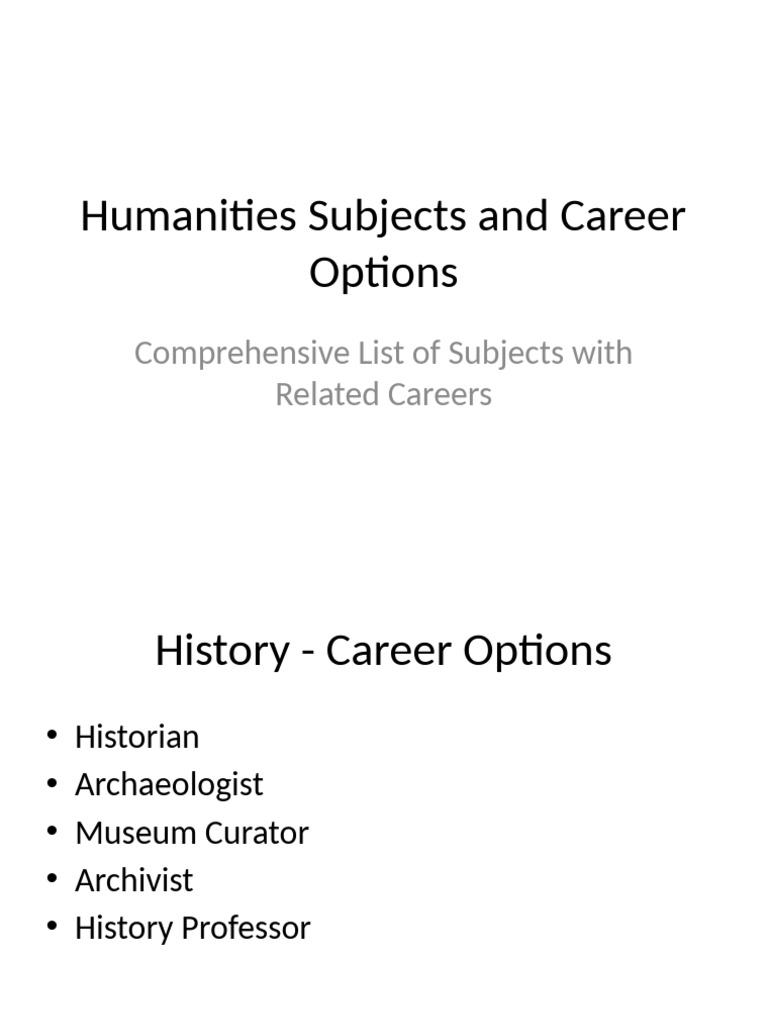 Humanities Subjects and Career Options | PDF
