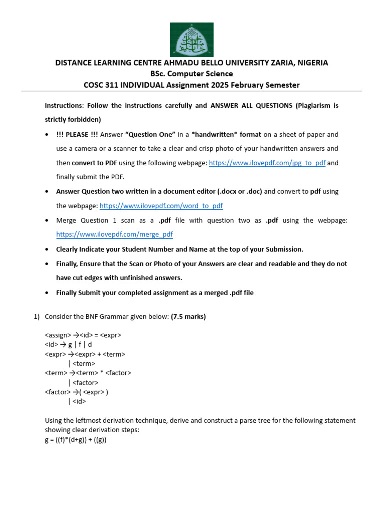 Cosc 311 Individual Assignment | PDF | Programming Language | Computer ...