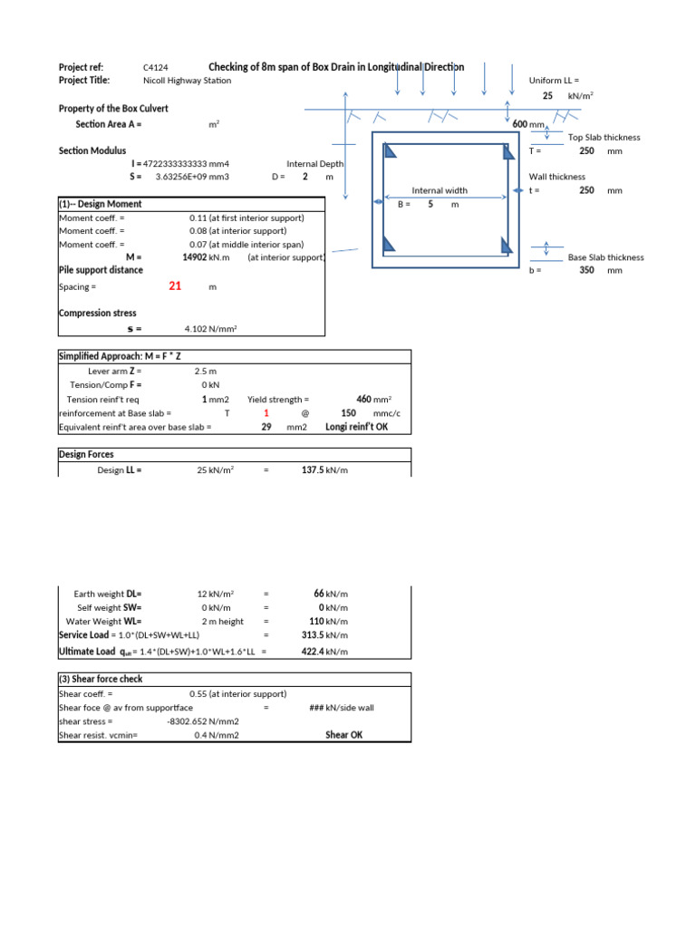Box-Culvert Design (Longitudinal Section) | PDF | Shear Stress | Building Engineering