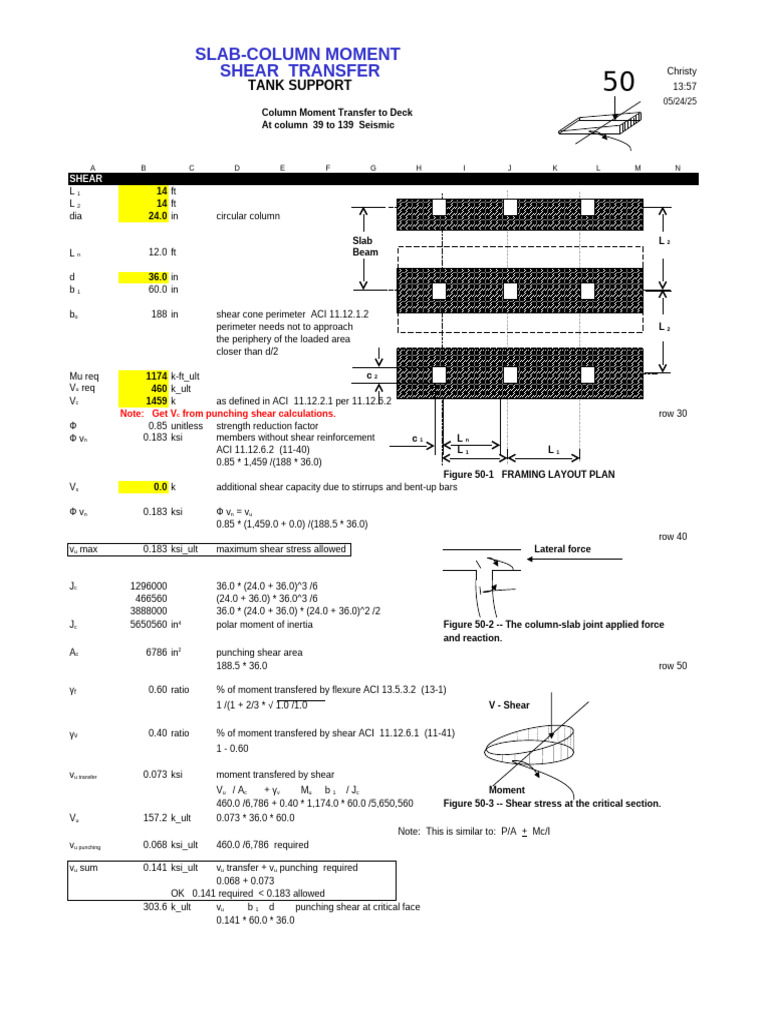 Column Slab Moment Shear Transfer | PDF | Bending | Continuum Mechanics