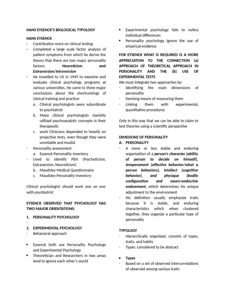 Hans Eysenck | PDF | Extraversion And Introversion | Clinical Psychology