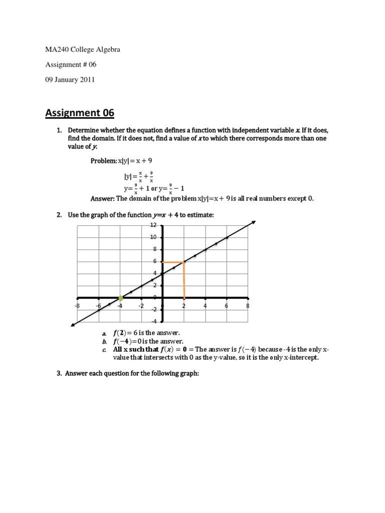 College Algebra Assignment 06 Solutions | PDF