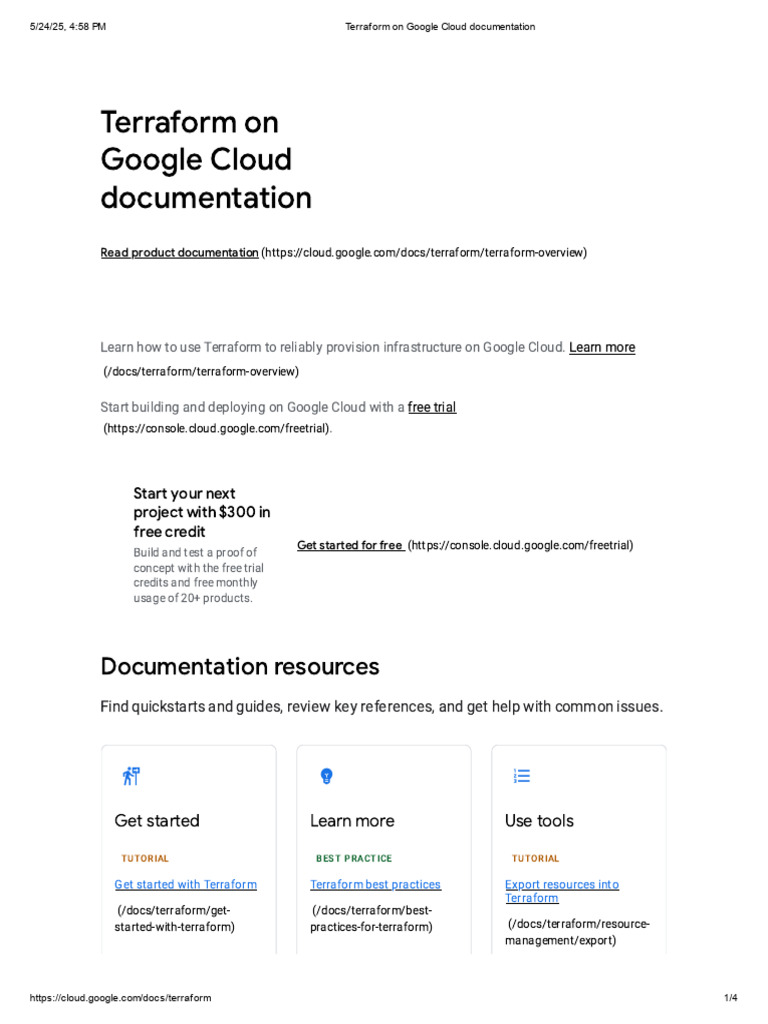 Terraform on Google Cloud documentation | PDF | Cloud Computing | Information Technology