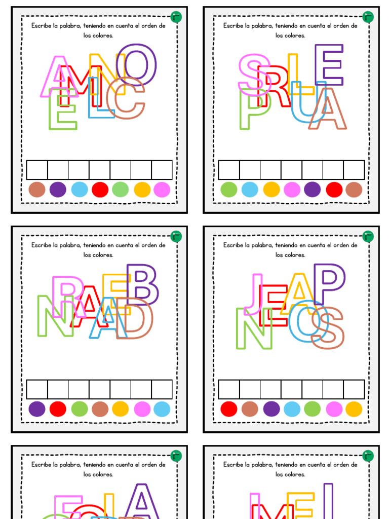 Discriminacion Visual Palabras 7 Letras Colores | PDF