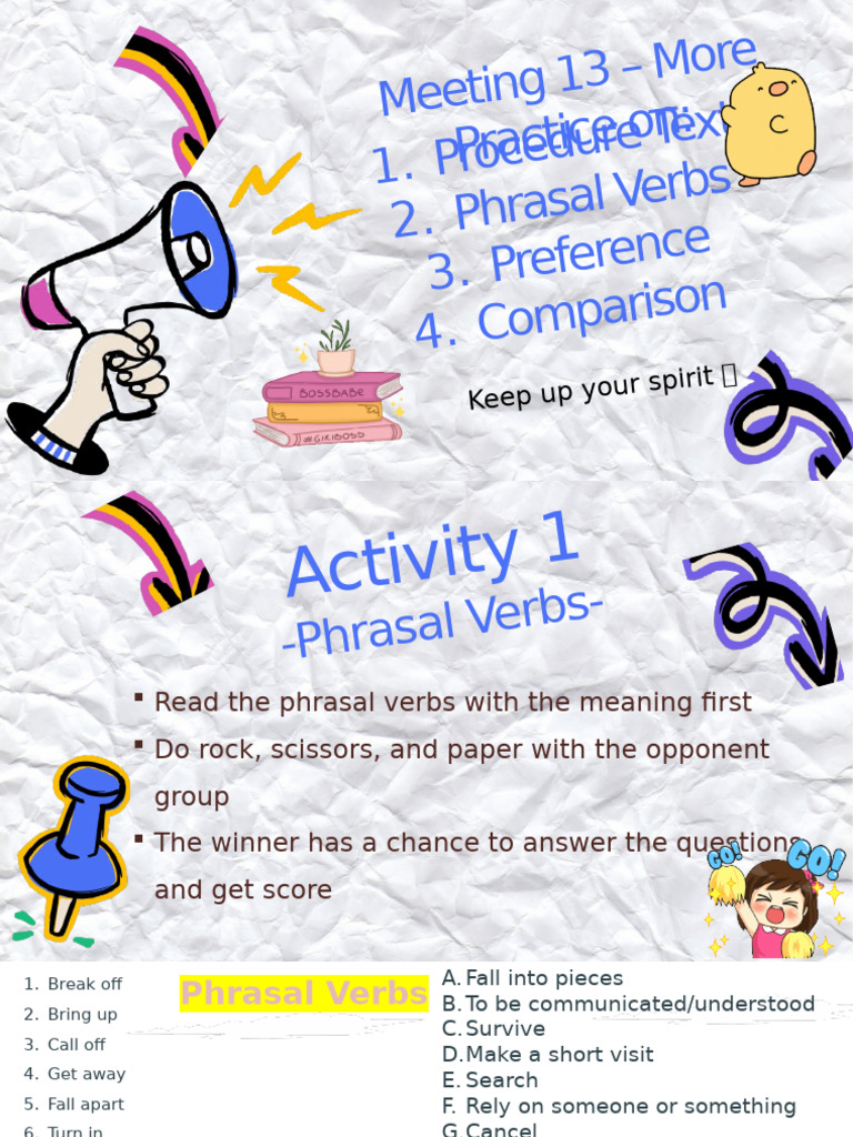 Meeting 13 - More Practice On ProcedureText, Phrasal Verbs, Procedure ...