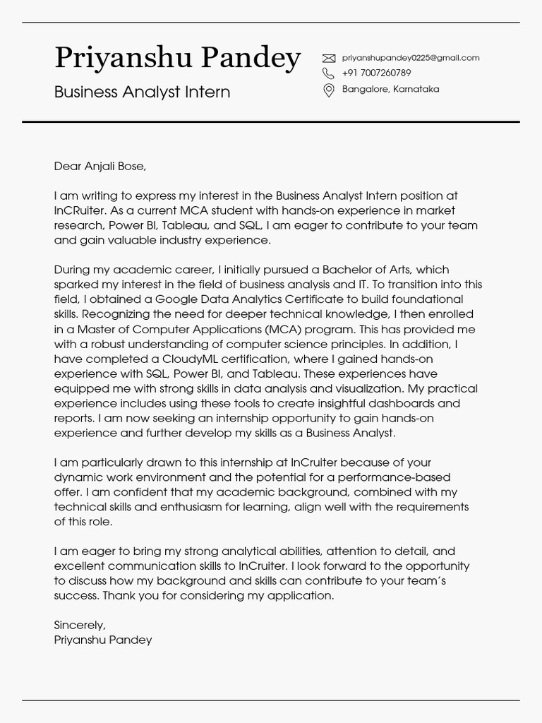 Cover Letter | PDF