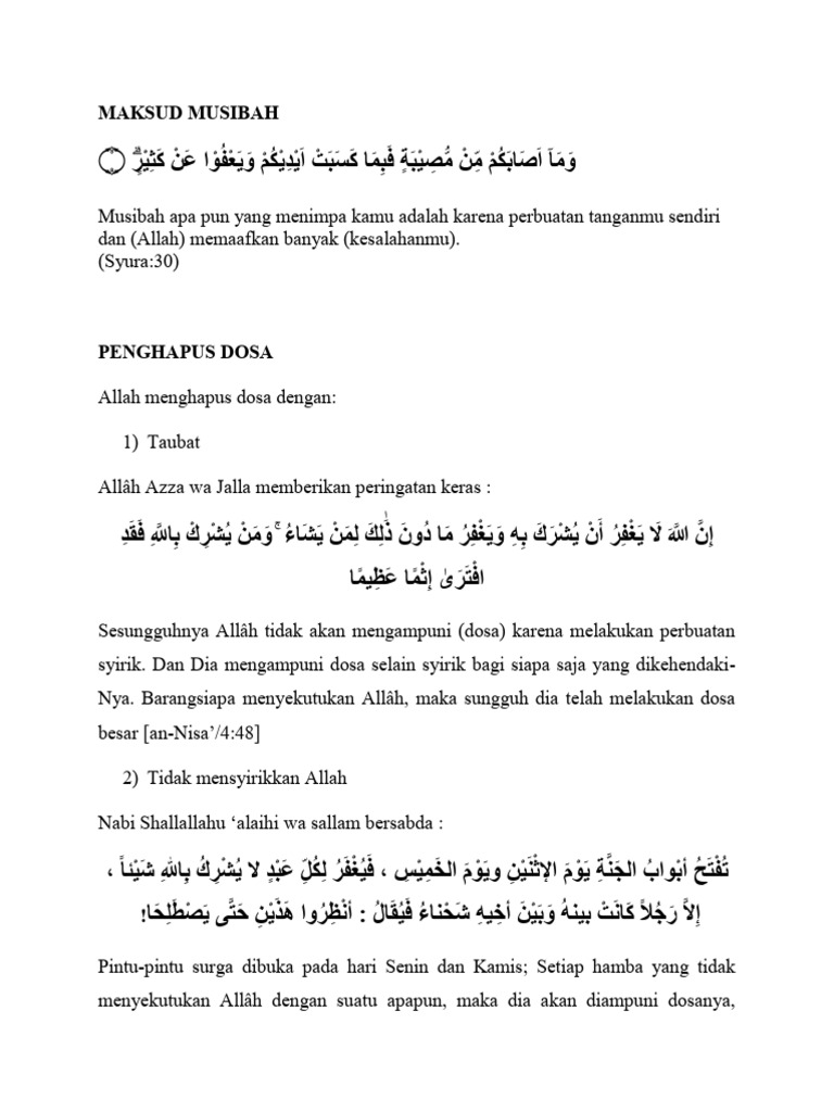 MAKSUD MUSIBAH dan kafarah | PDF