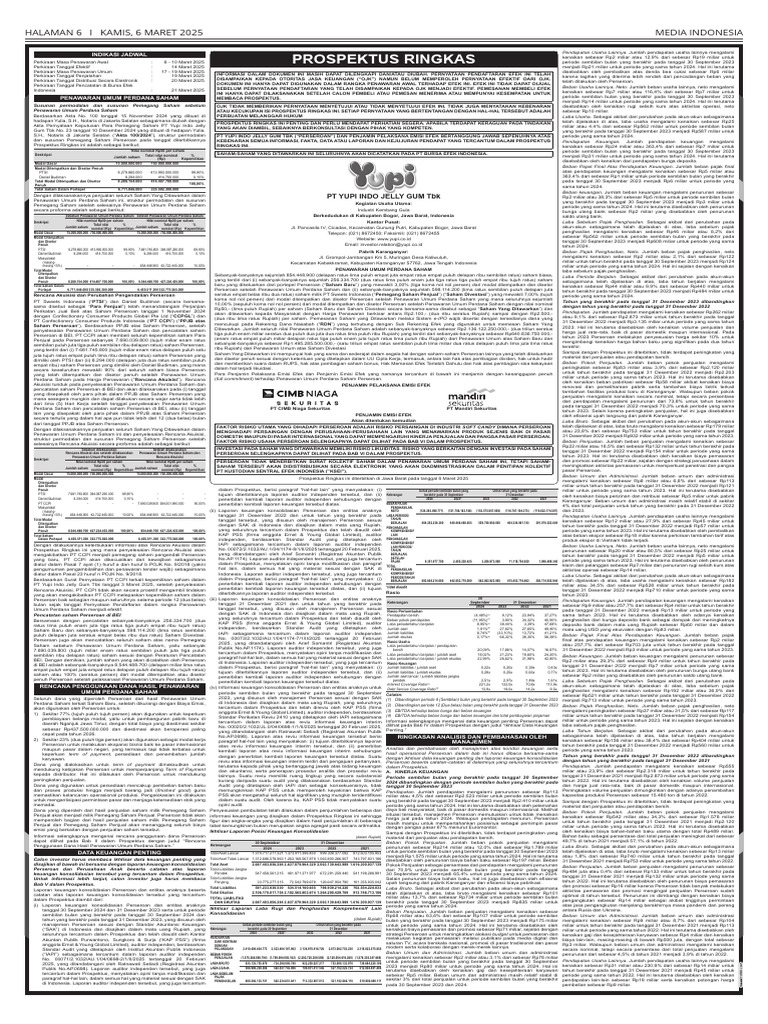 Prospektus IPO Yupi Indo Jelly Tbk | PDF