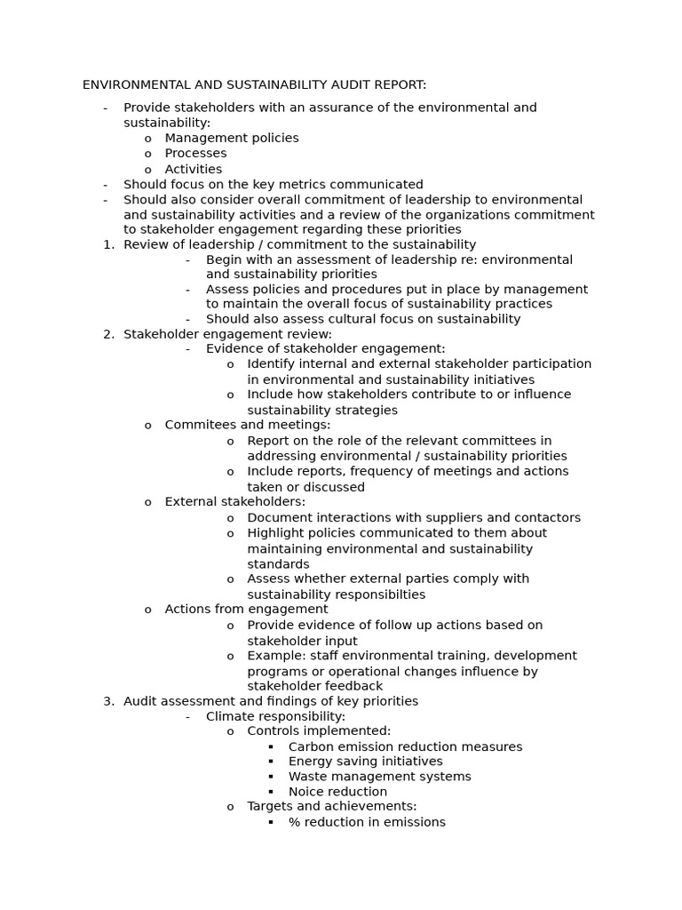 ENVIRONMENTAL AND SUSTAINABILITY REPORTING | PDF | Sustainability | Audit