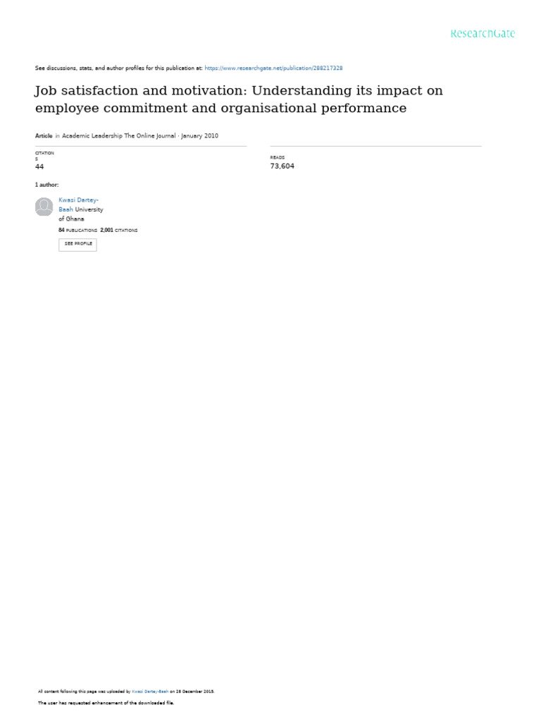 Job Satisfaction and Motivation: Understanding Its Impact On Employee ...