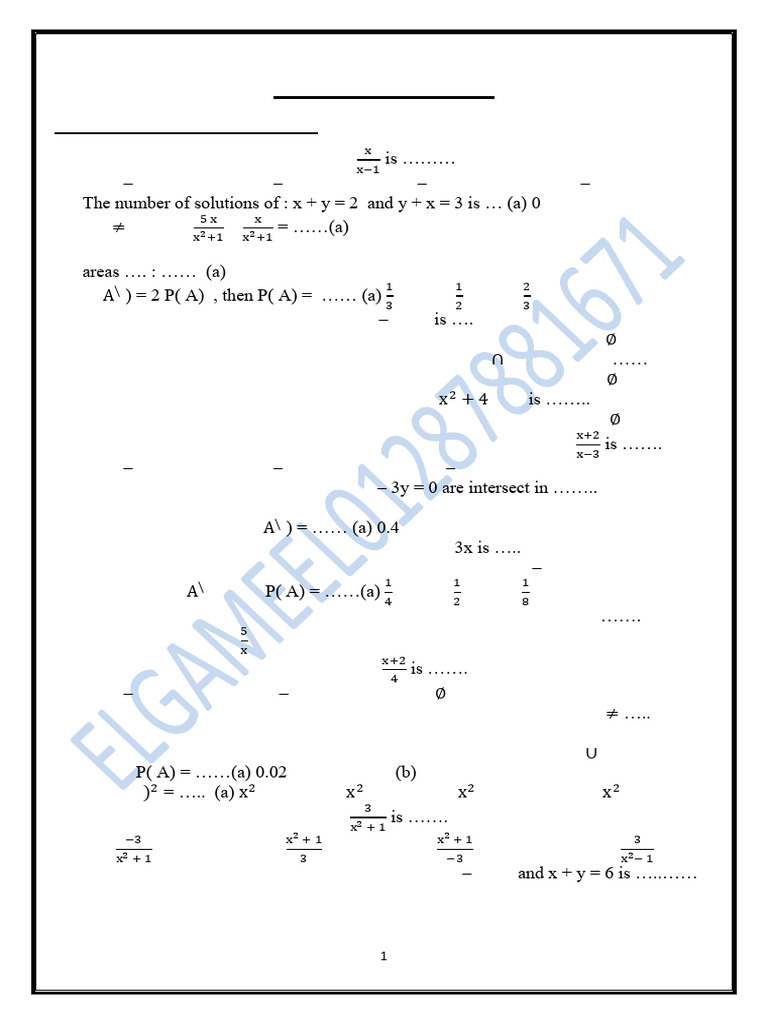 Final Algebra + Model Answer + Timss P 3 2nd Term | PDF | Function ...