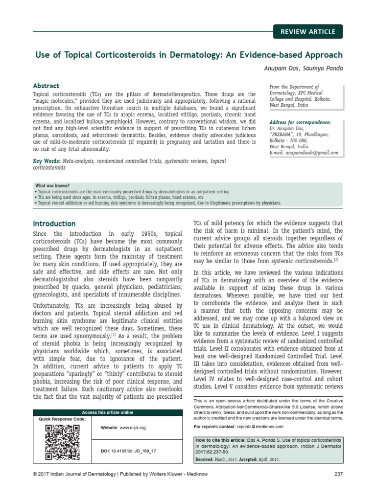 Use of Topical Corticosteroids in Dermatology An.2 | PDF | Randomized ...