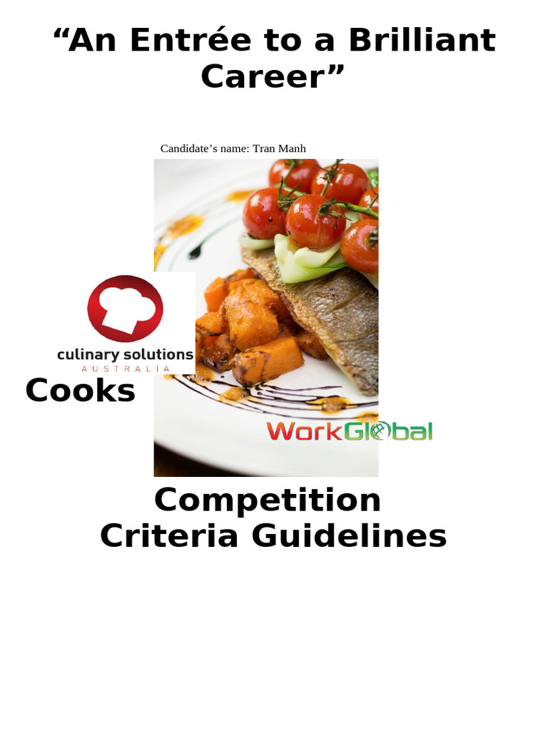 Bài Thi bếp thương mại Cooks Competition Criteria for Final hands on ...