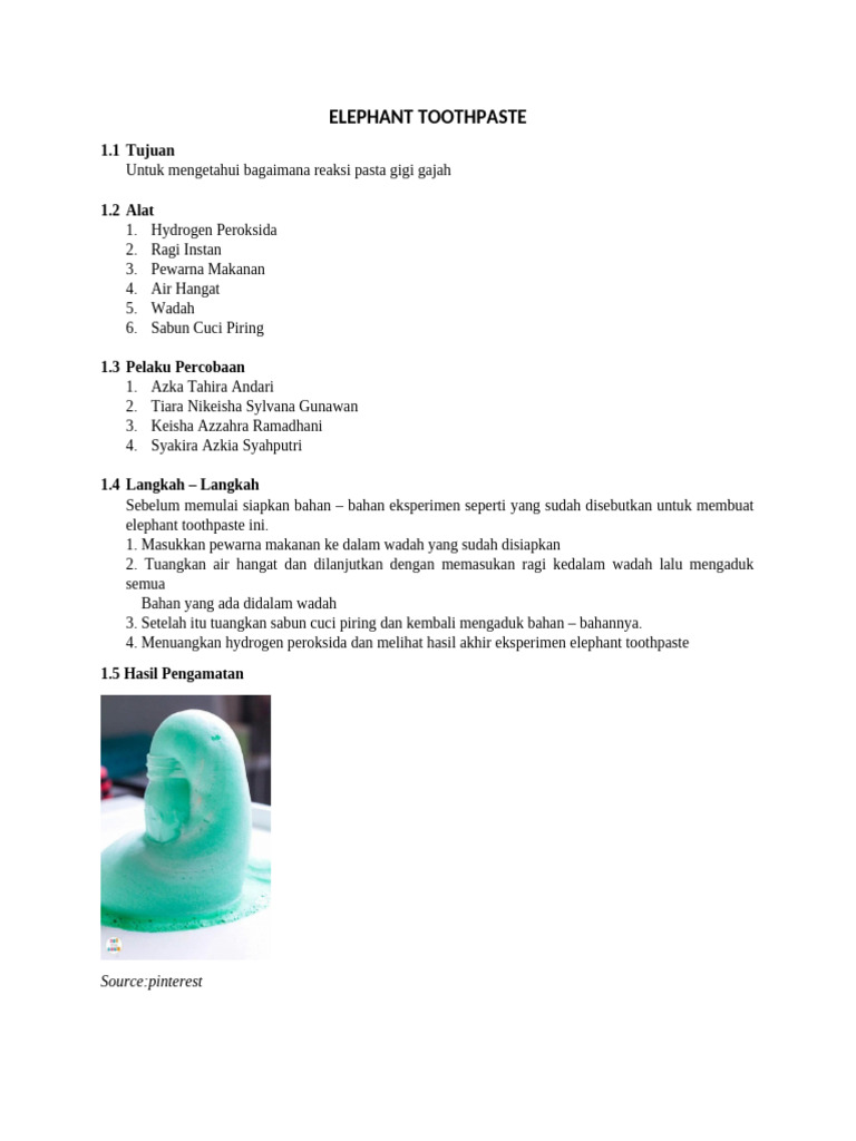 Elephant Toothpaste | PDF
