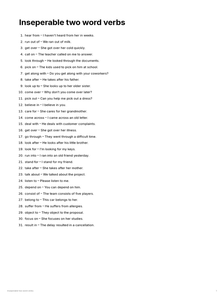 Inseperable Two Word Verbs | PDF