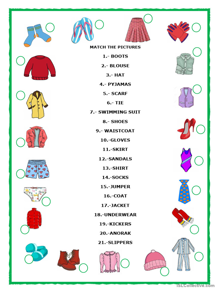 Vocabulary - Clothes | PDF
