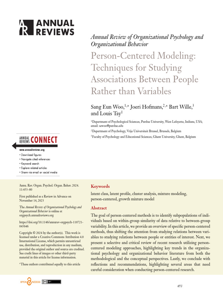 Person Centered Modelling | PDF | Cluster Analysis
