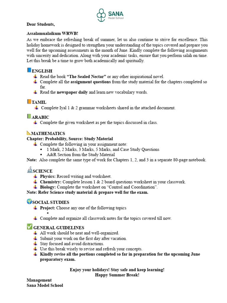 Grade 10_Holiday Assignment | PDF