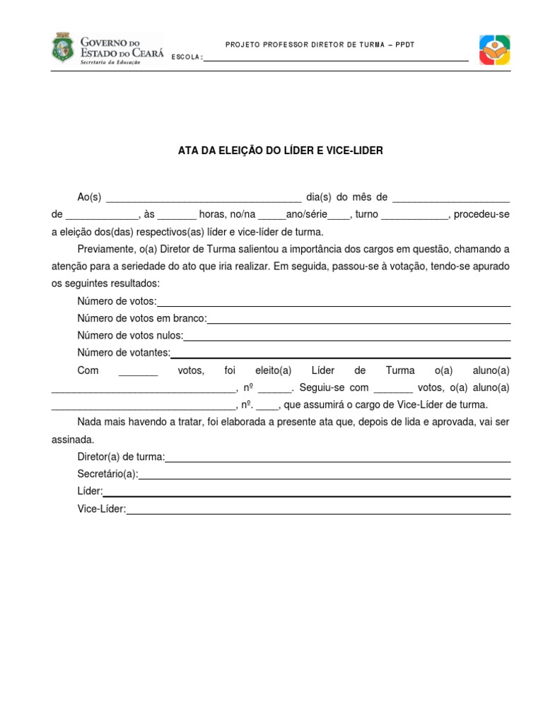 1 - Ata Da Eleicao de Lider e Vice-Lider de Turma