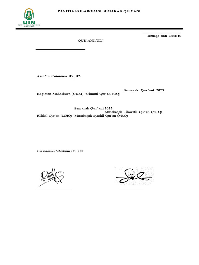 Undangan Semarak Qur'ani Sma | PDF