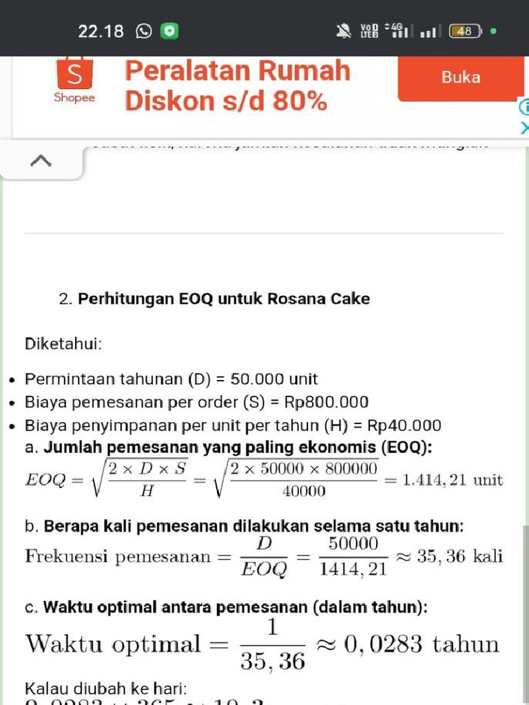 Perhitungan EOQ Dan Manajemen Persediaan | PDF