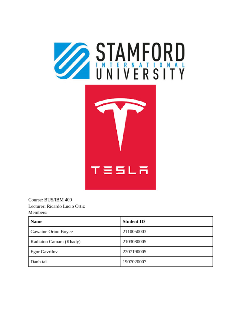 BUS - IBM409 - Group Project Tesla | PDF | Electric Vehicle | Elon Musk
