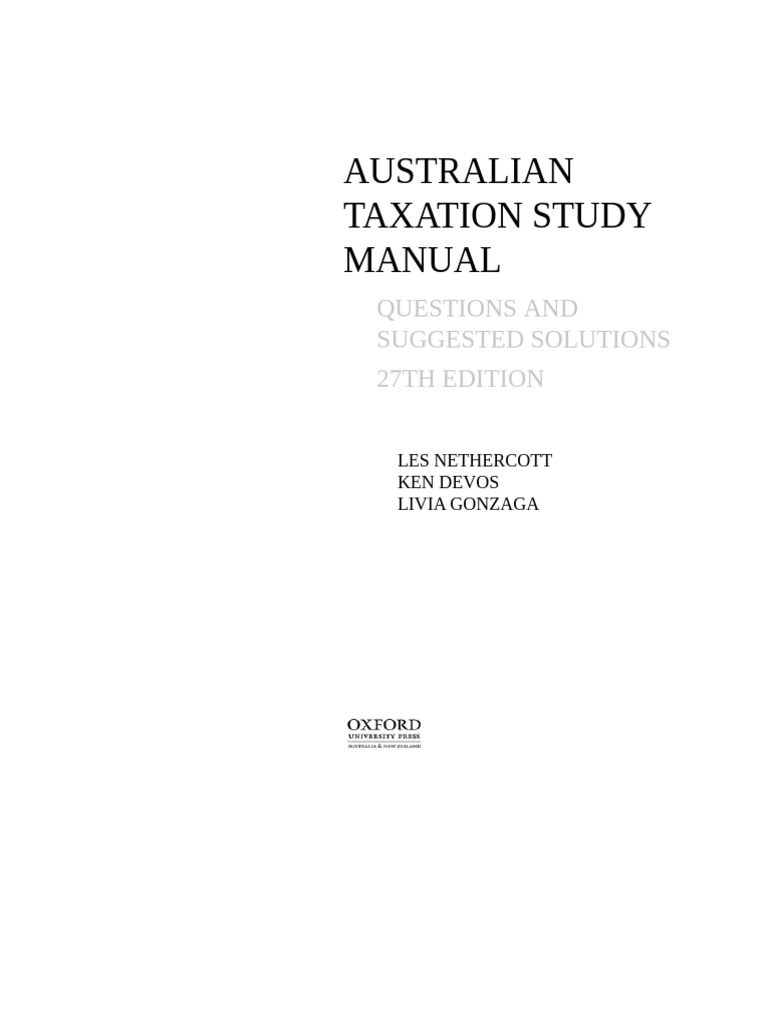 Australian Taxation Study Manual 27th Ed. | PDF | Taxes | Tax Rate