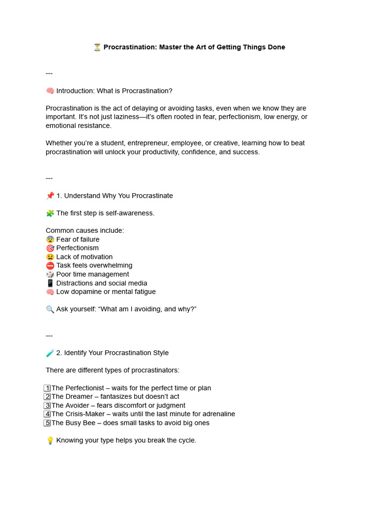 Procrastination - Master Book | PDF | Procrastination | Professional Skills