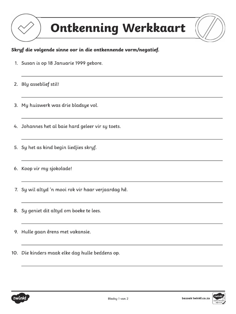 ontkenning worksheet | PDF