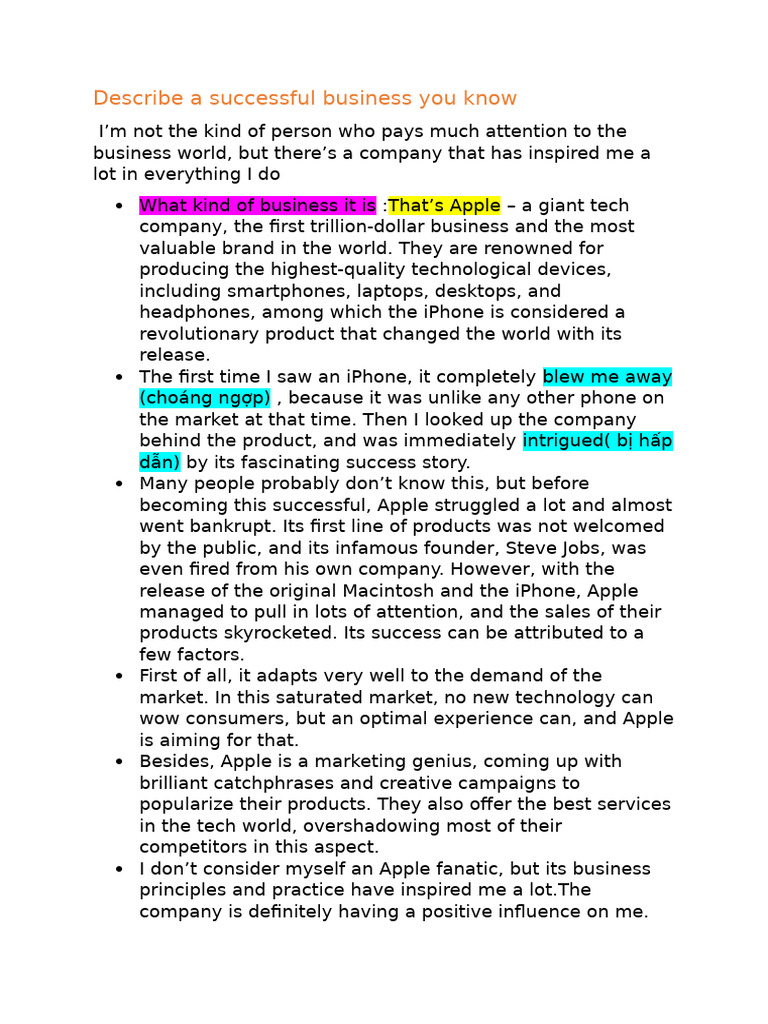 Describe A Successful Business You Know | PDF | Apple Inc. | I Phone