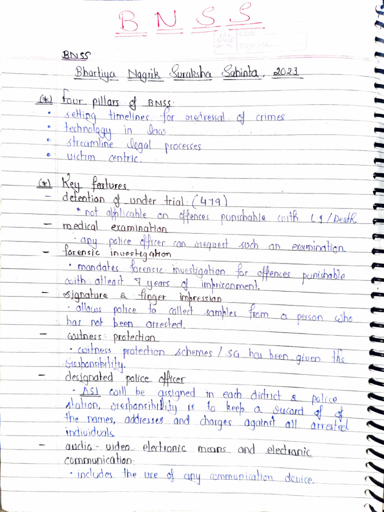 BNSS Shubham Sir Notes | PDF