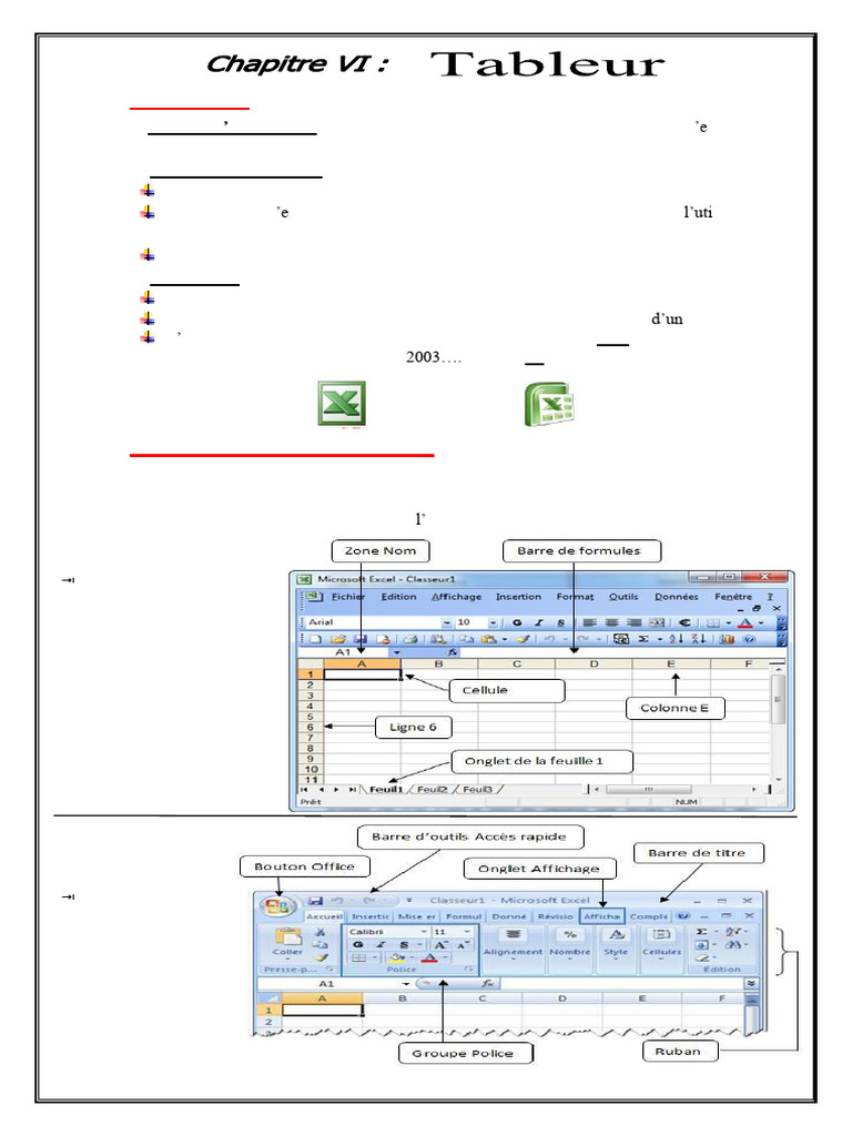 Tableur - Ms Excel | PDF | Microsoft Excel | Feuille de calcul