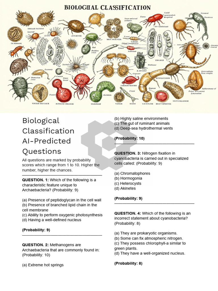 Biological Classification AI Predicted Questions | PDF | Cell (Biology ...