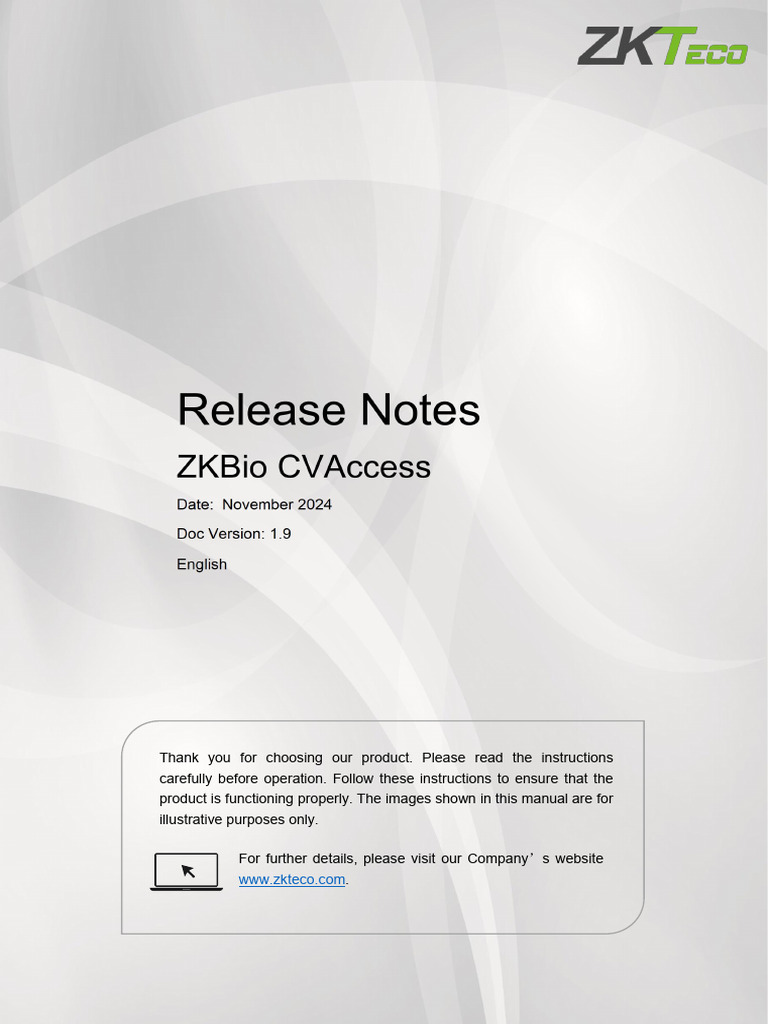 ZKBio CVAccess - Release Notes - 20250109 | PDF | Software | Menu ...