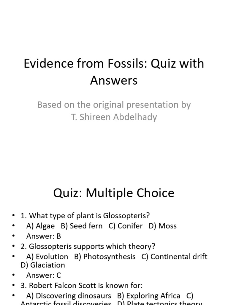 Evidence From Fossils Quiz With Answers | PDF