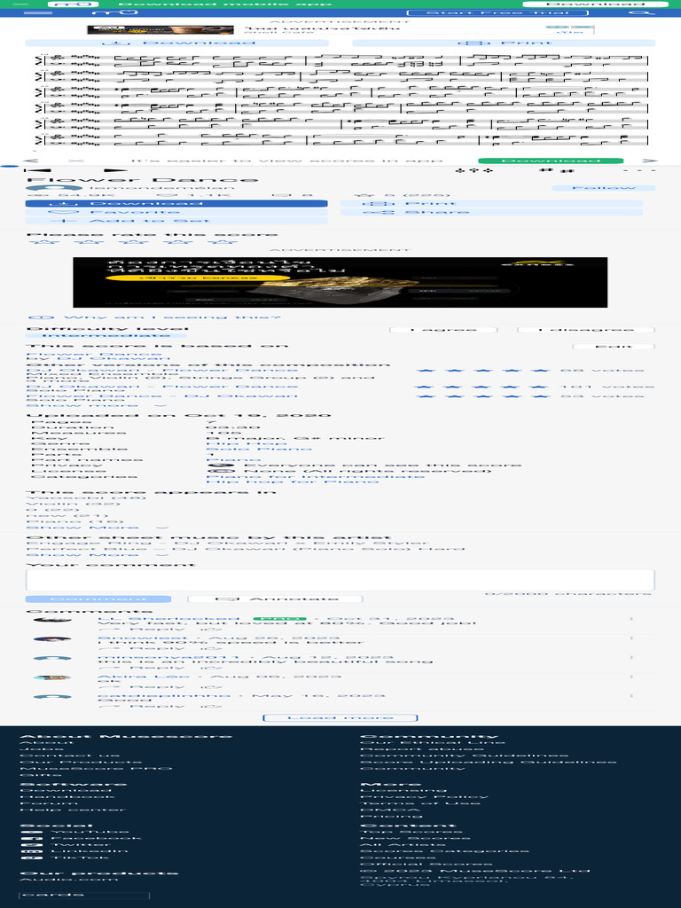 Flower Dance Sheet Music For Piano (Solo) Muses | PDF | Entertainment | Mass Media