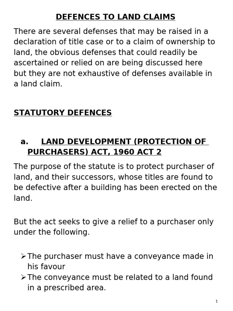 Defences To Land Claims | PDF | Lawsuit | Estoppel