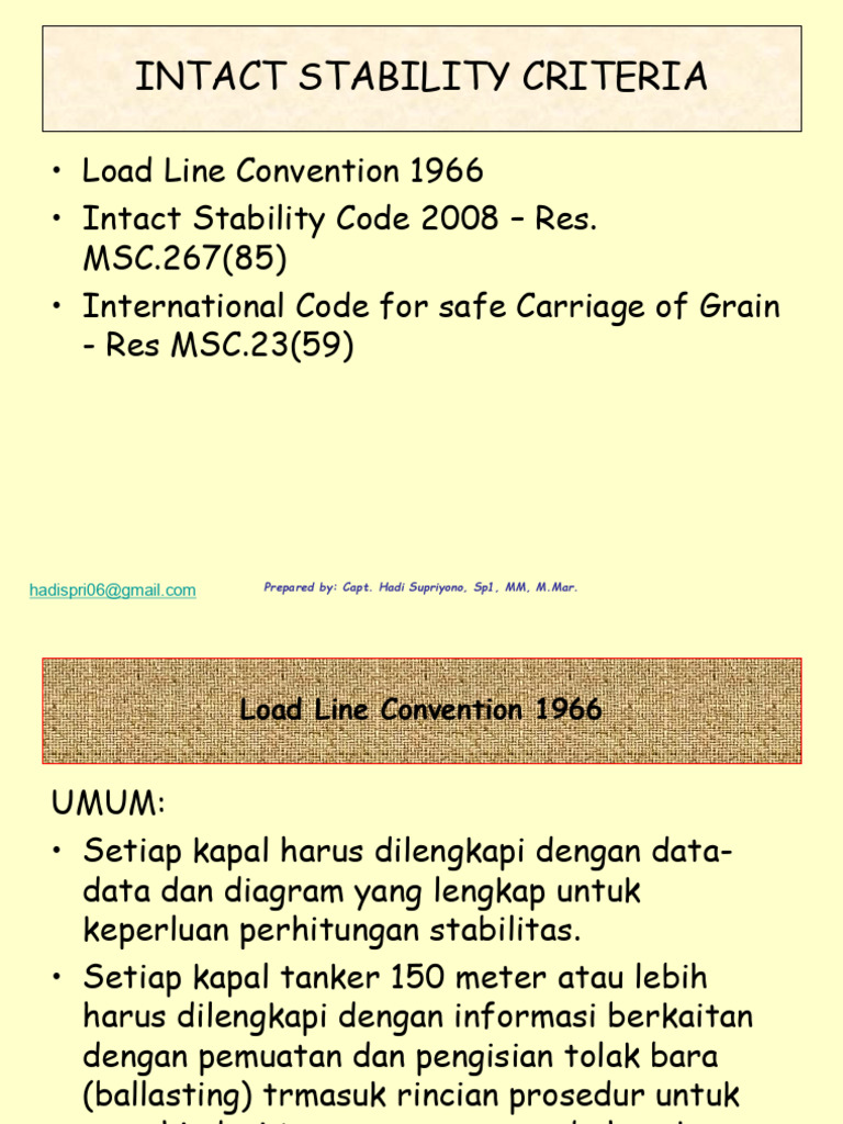 Intact Stability Criteria | PDF