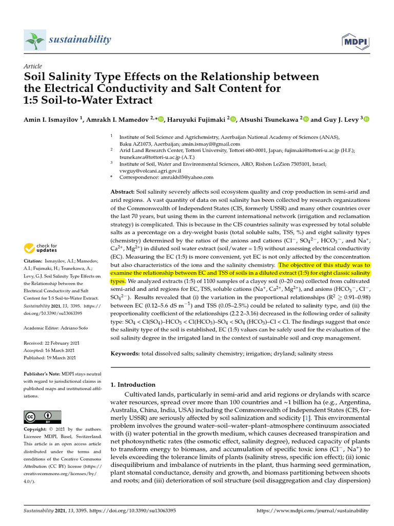 130 - Soil Salinity Type Effects On The Relationship Between The ...
