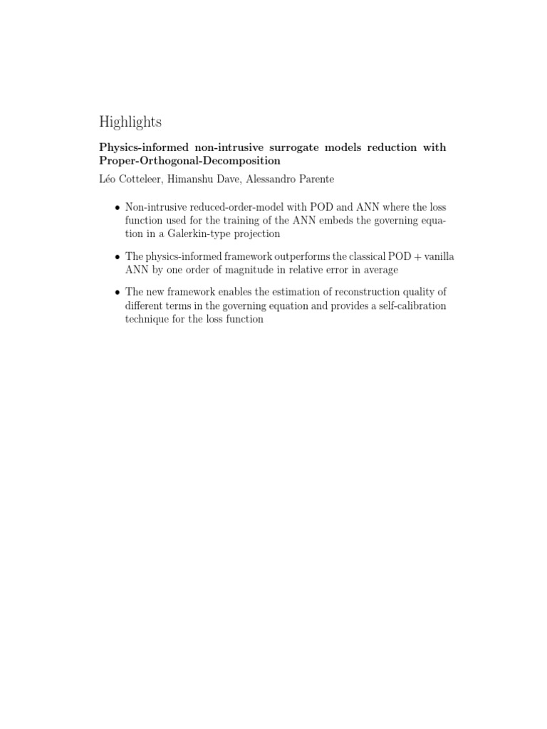 Physics Informed Regression POD ROM | PDF | Partial Differential ...