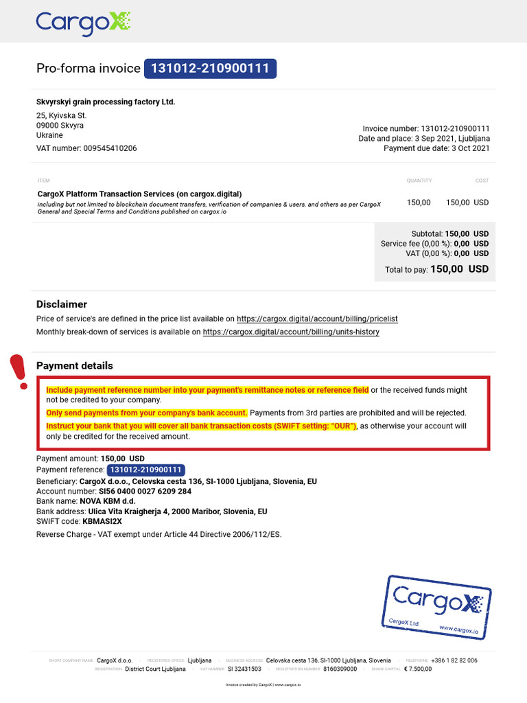 Pro Forma Invoice B713ed07-E88e-4d xJL8uL2 | PDF | Invoice | Value ...