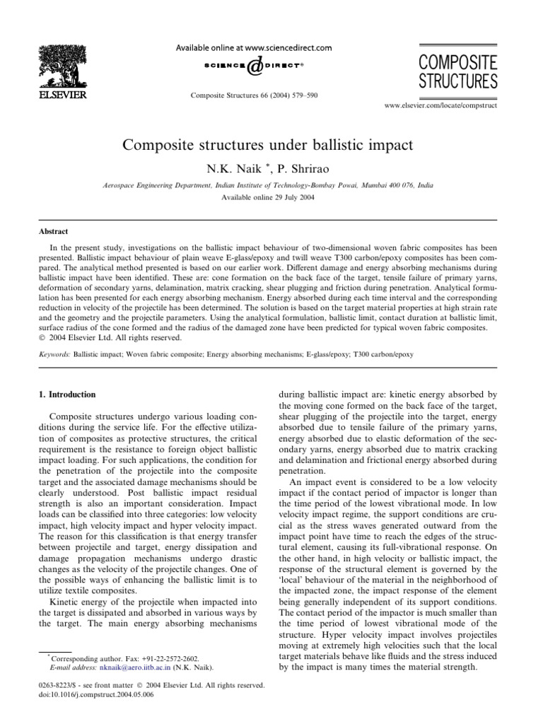 Composite Structures Under Ballistic Impact | PDF | Composite Material ...