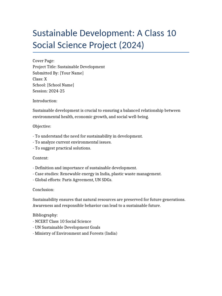 Sustainable Development Project Report | PDF