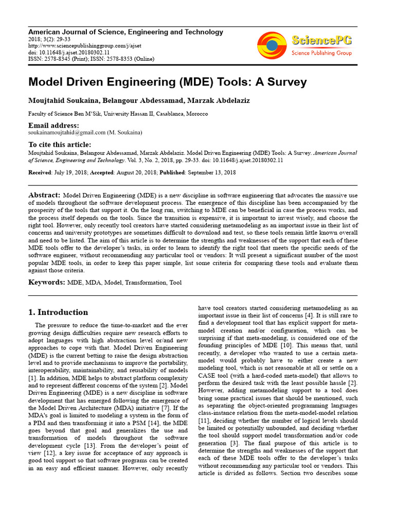 Model Driven Engineering (MDE) Tools - A Survey | PDF | Eclipse ...