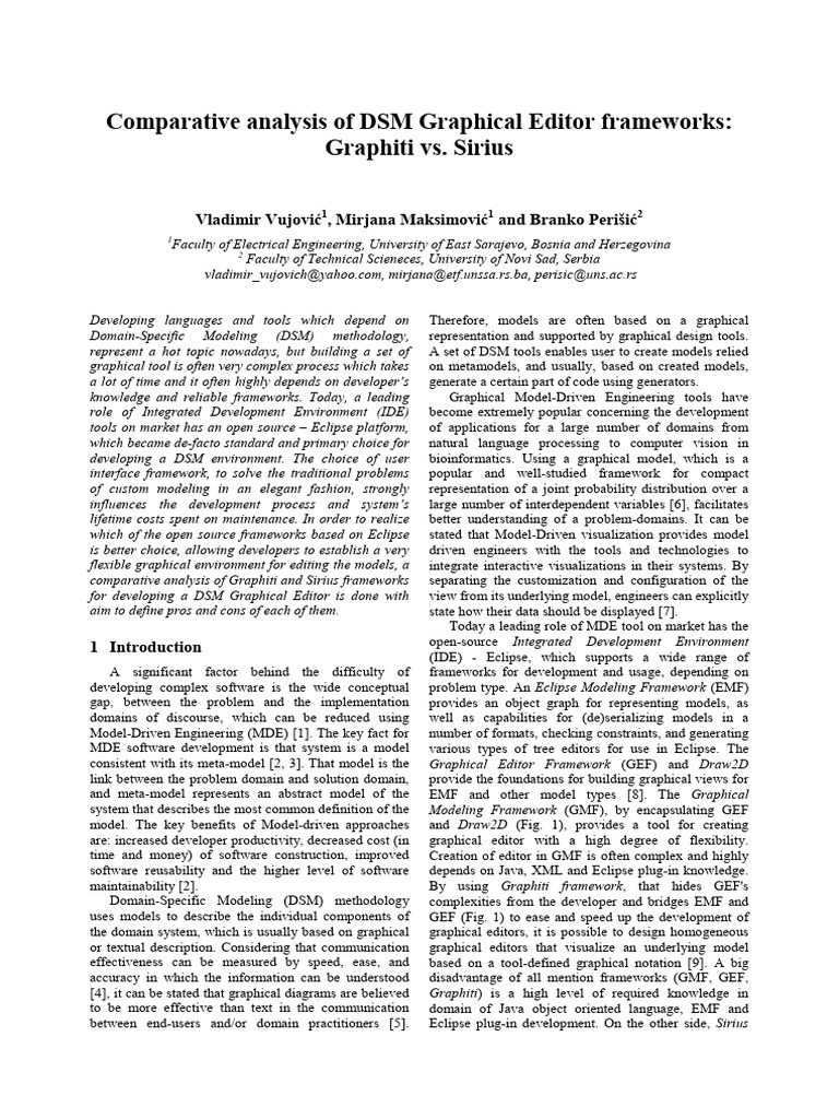 Comparative analysis of DSM Graphical Editor frameworks_Graphiti-Sirius | PDF | Conceptual Model ...