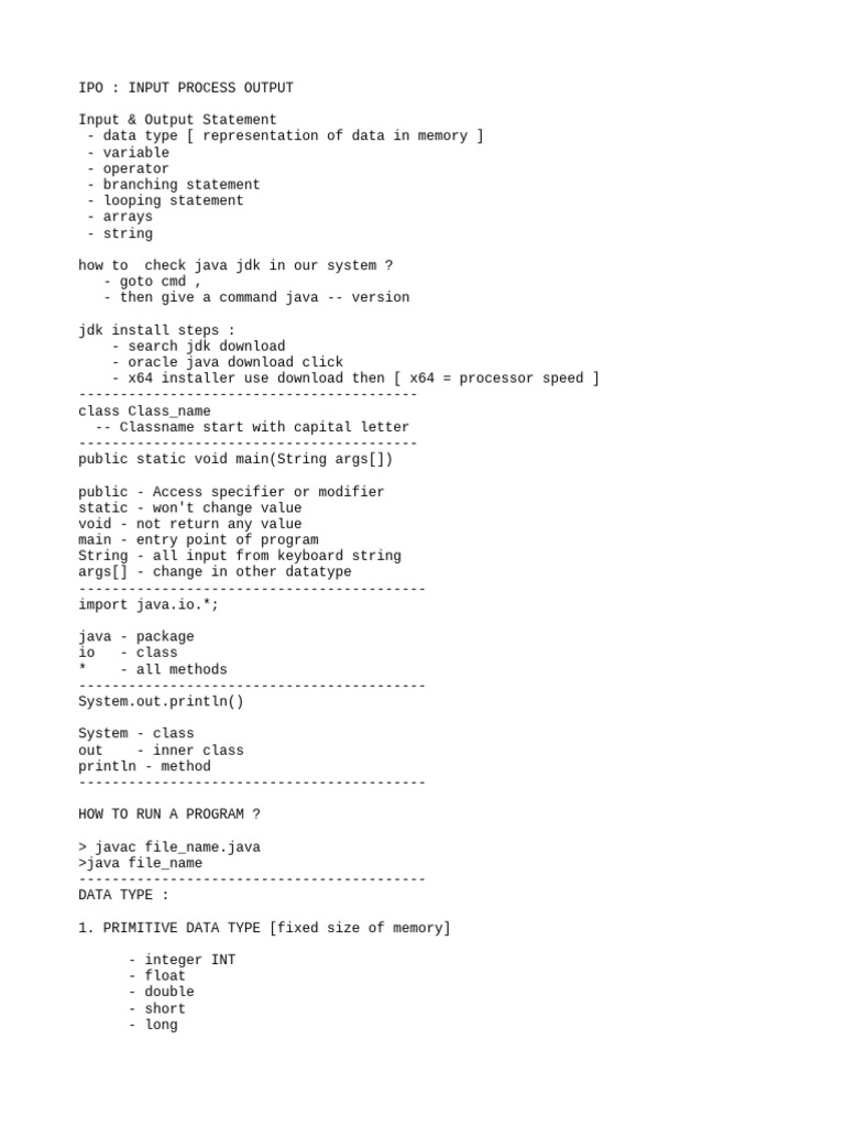 Ipo Input Process Output | PDF