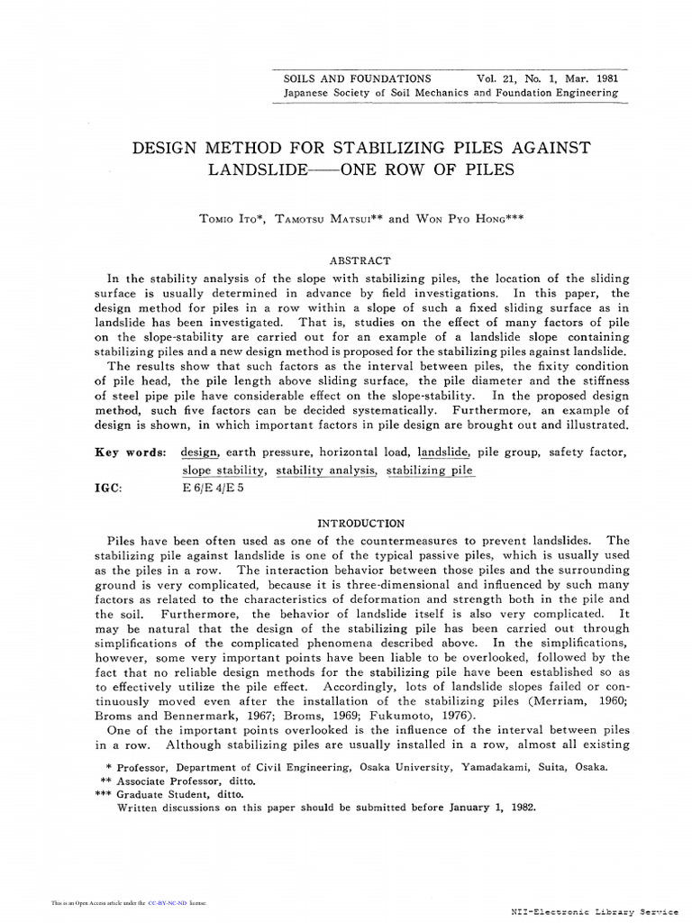 Design Method For Stabilizing Piles Against | PDF | Deep Foundation ...